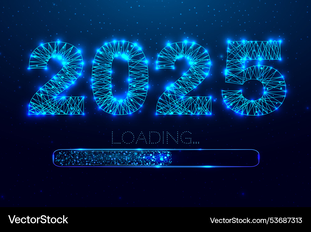 New year 2025 loading bar low poly style Vector Image