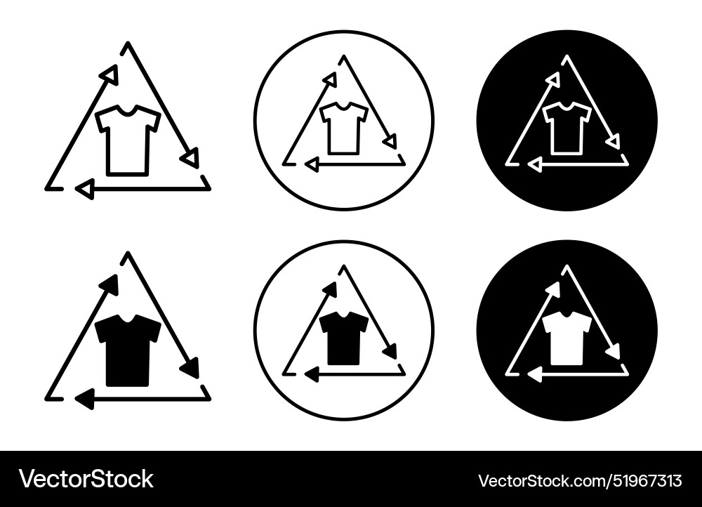 Recycling clothes flat line icon set Royalty Free Vector