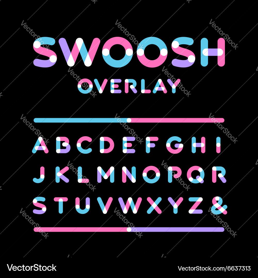 Rounded font alphabet with overlay effect letters Vector Image