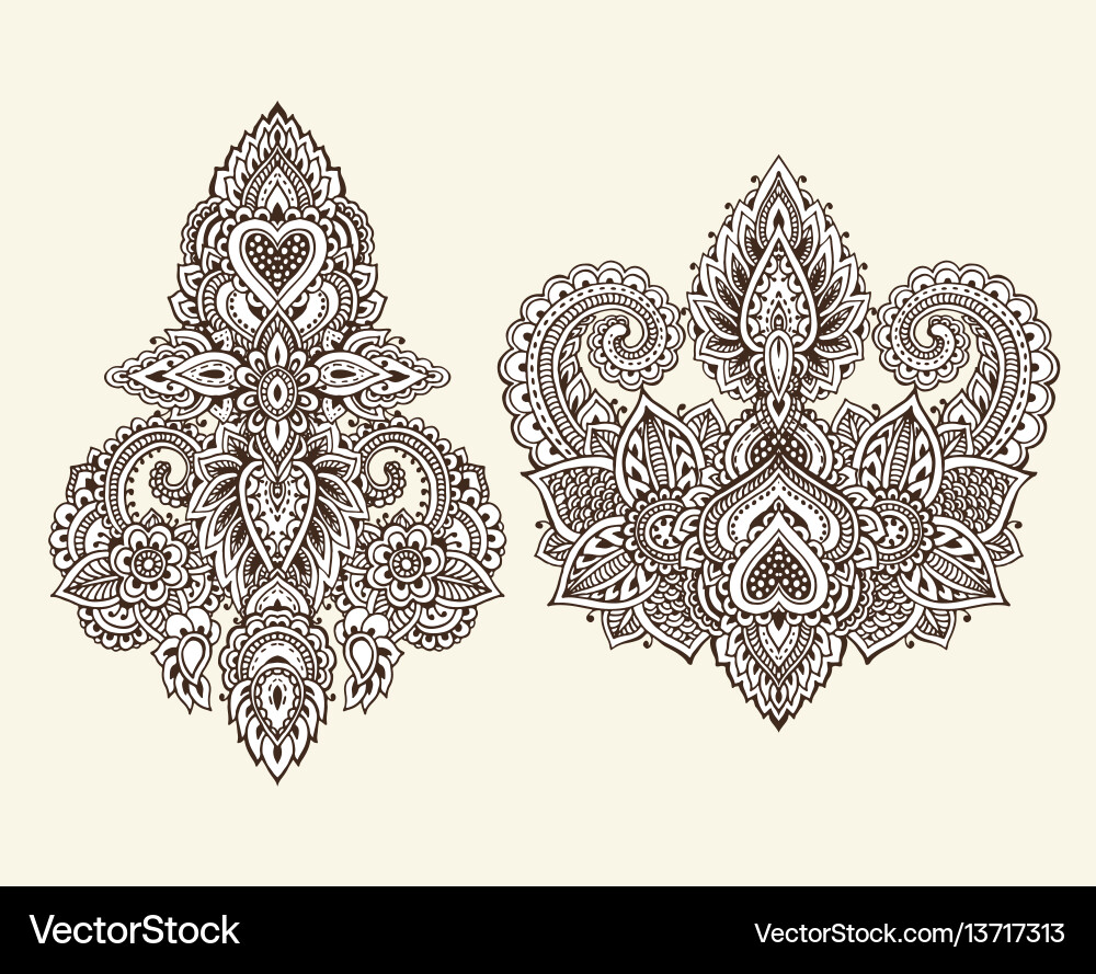 Set of henna floral elements Royalty Free Vector Image