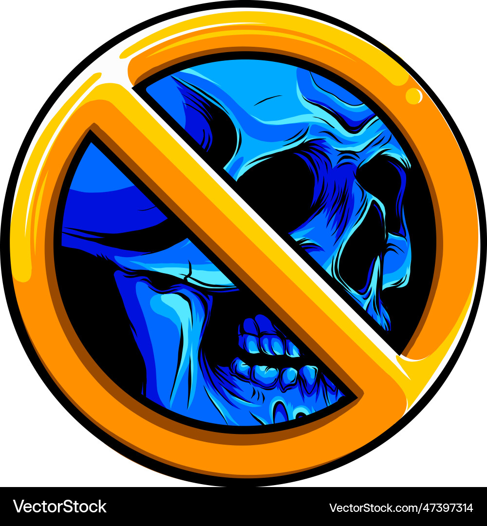 Forbidding sign with skull Royalty Free Vector Image