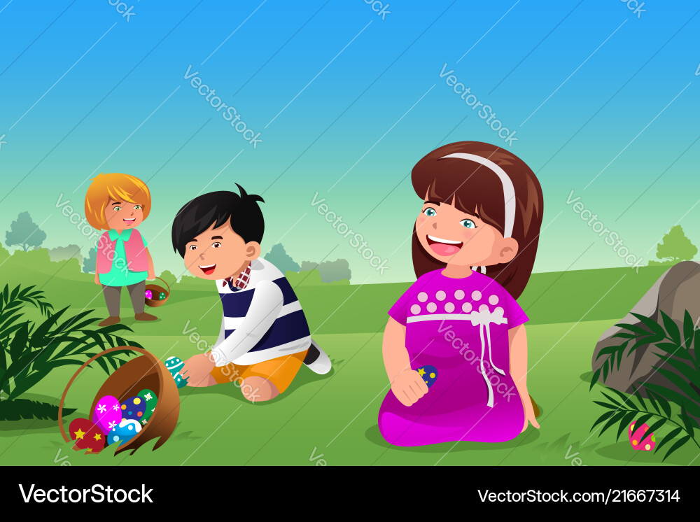 Kids celebrating easter Royalty Free Vector Image
