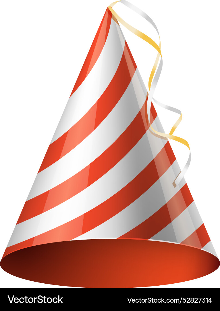 Red striped holiday cap realistic party hat Vector Image