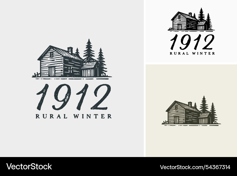 Rustic house log cabin pine tree vintage logo Vector Image