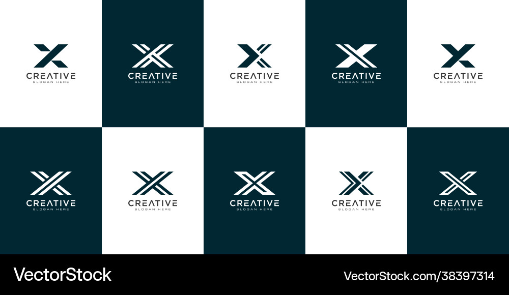 Set initials letter x abstract logo design Vector Image