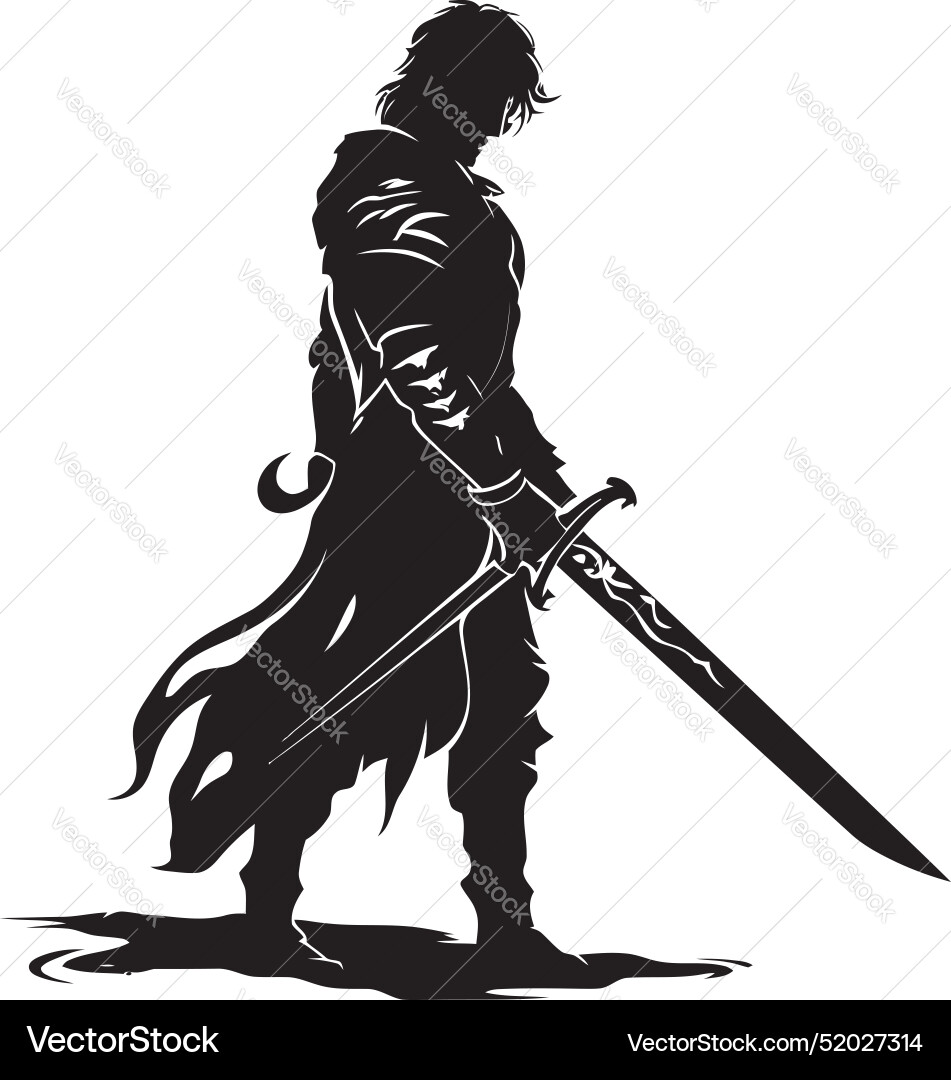 Valiant defender knight soldier raised sword Vector Image