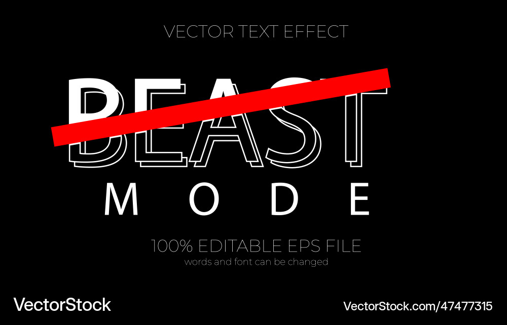 Beast mode editable text effect style eps Vector Image