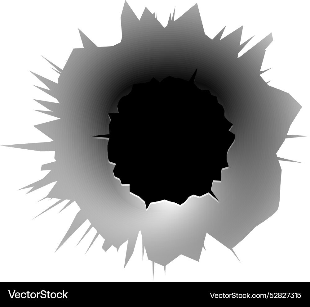 Bullet hole in white surface with realistic torn Vector Image