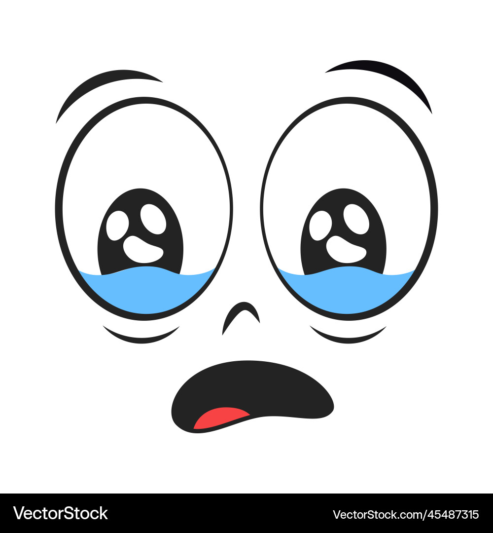 Cartoon face with tears Royalty Free Vector Image