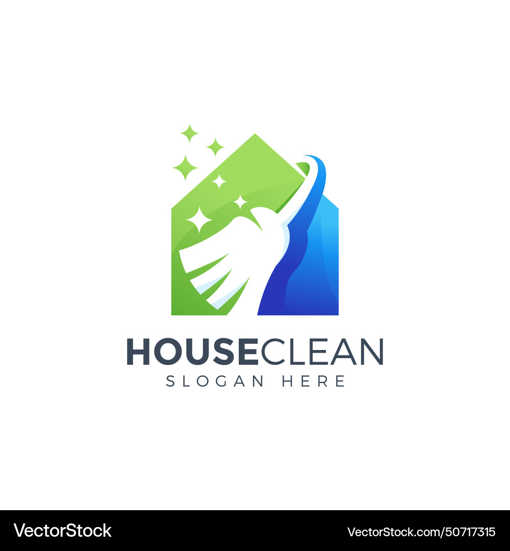 Clean house logo design Royalty Free Vector Image