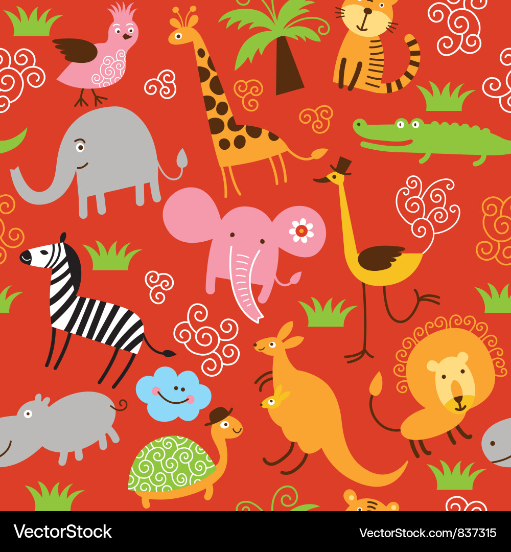Cute Animal Pattern - Diverse Wildlife Royalty Free Vector