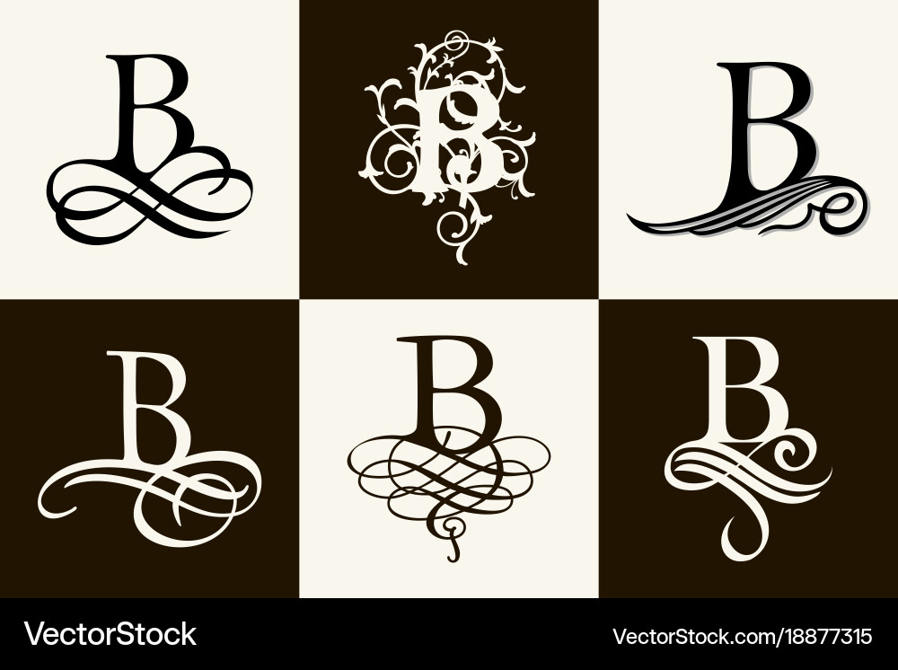 Elegant Vintage Monogram B - Filigree Style Vector Image