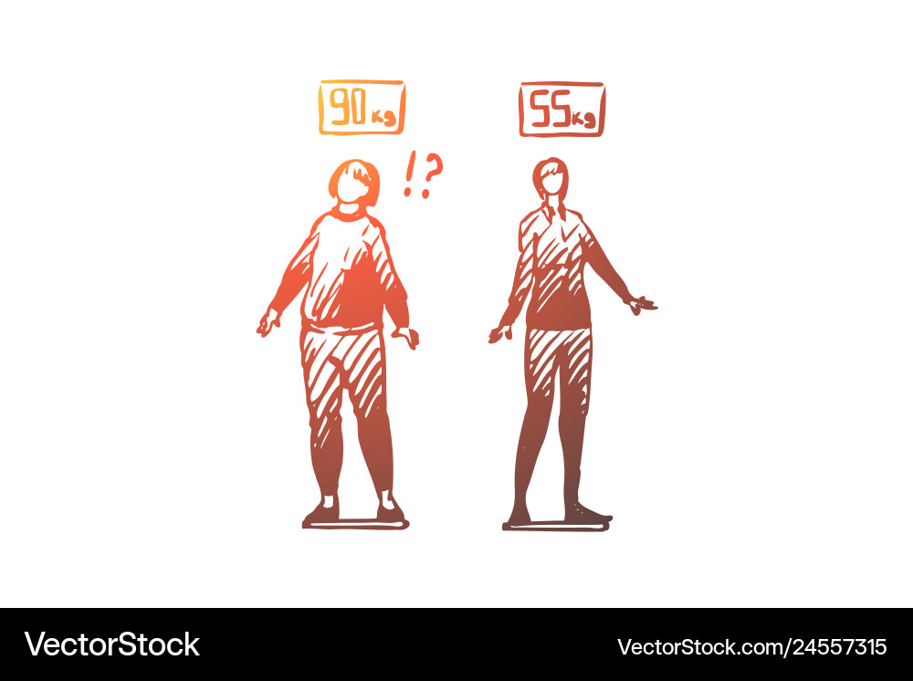 Fat thin slim female weight concept Royalty Free Vector