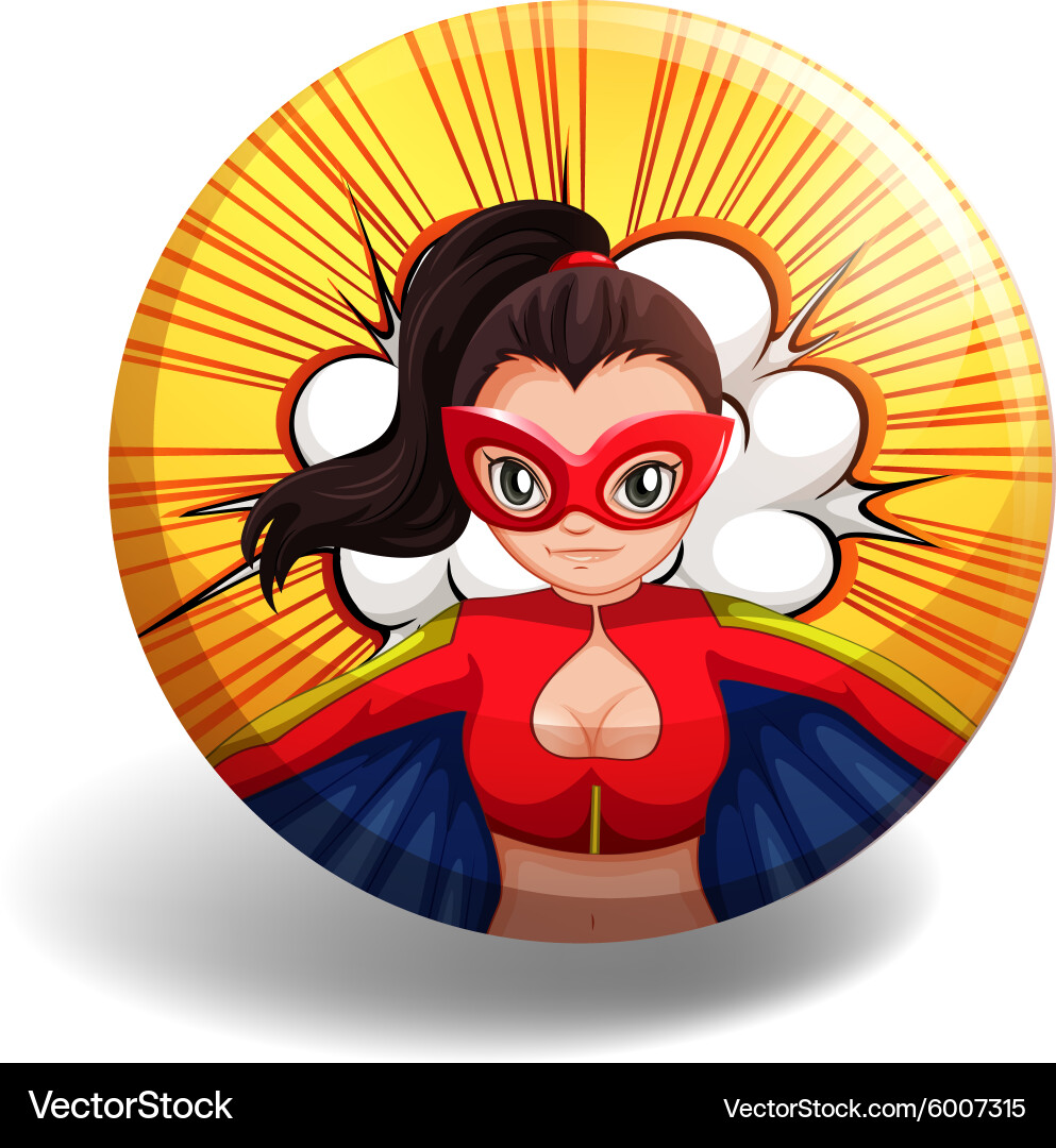 Female superhero on round badge Royalty Free Vector Image