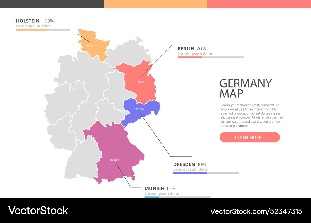 Flat germany map infographic Royalty Free Vector Image