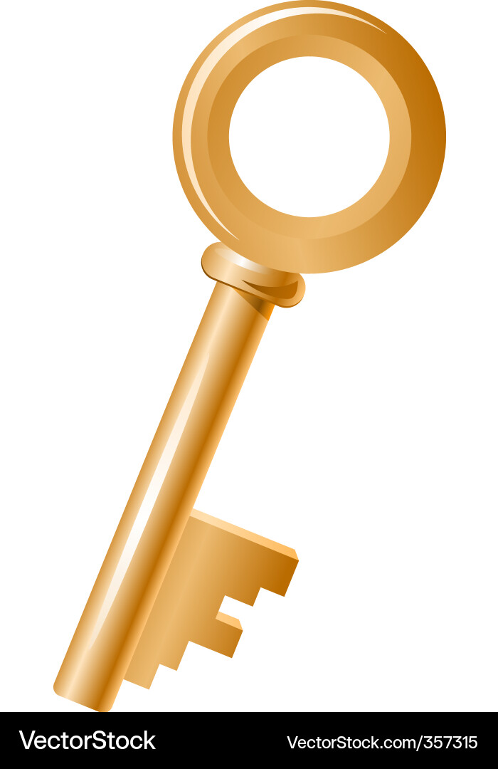 Gold key Royalty Free Vector Image - VectorStock