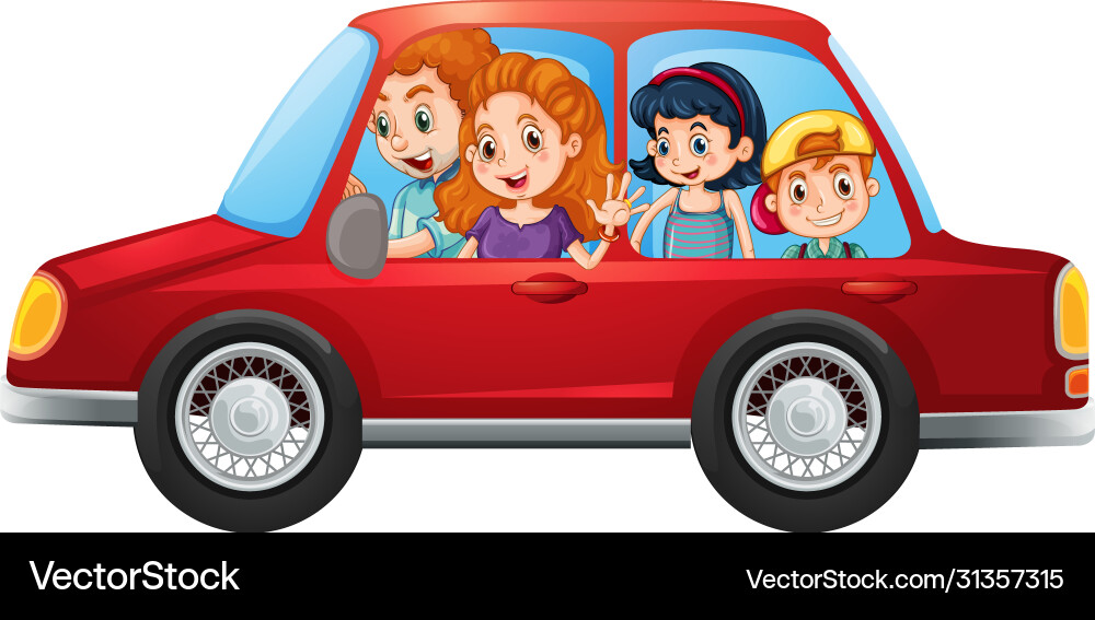 Happy family in car Royalty Free Vector Image - VectorStock