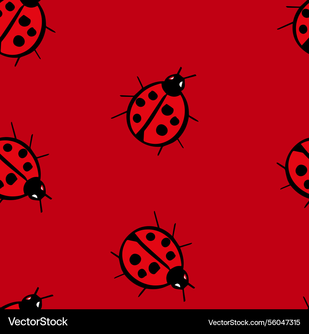 Lady bug with flowers kid drawing seamless pattern