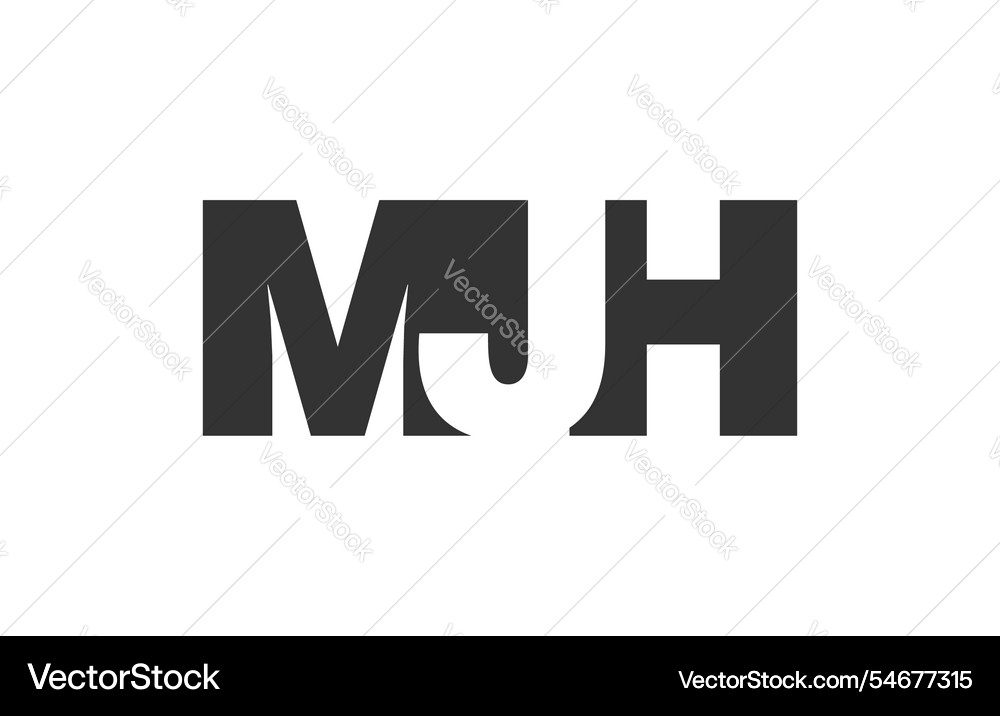 Mjh logo design initial letter m j h bold font Vector Image