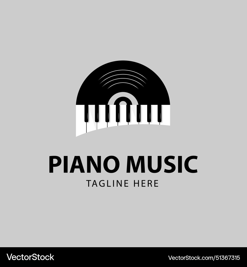 Piano music logo design Royalty Free Vector Image