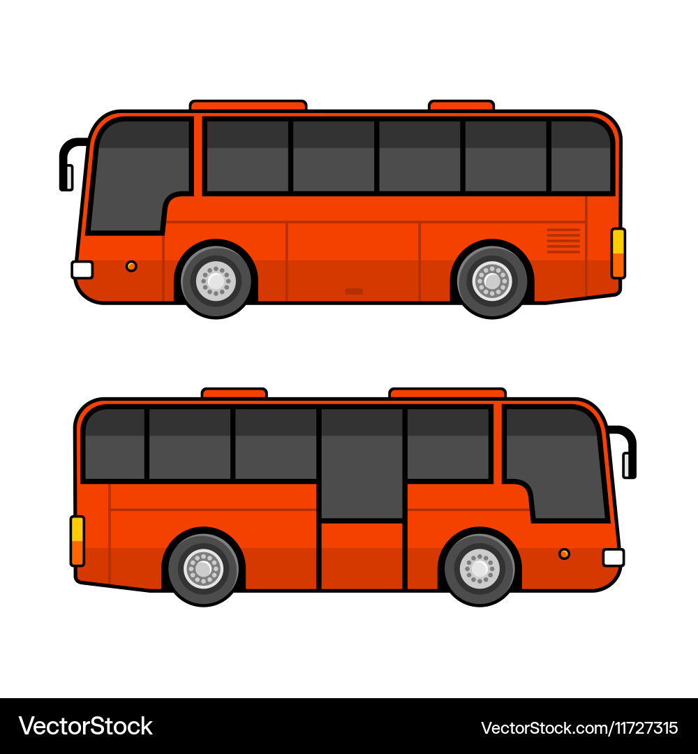 Red bus template set on white background Vector Image