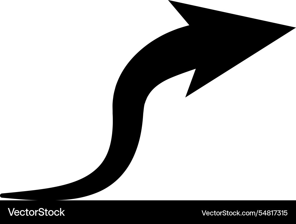 Simple black curved arrow pointing up Royalty Free Vector