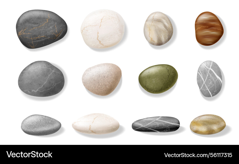 Small river pebbles and stones Royalty Free Vector Image