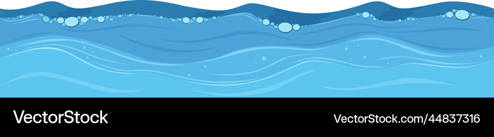 Cartoon water surface horizontal blue sea waves Vector Image