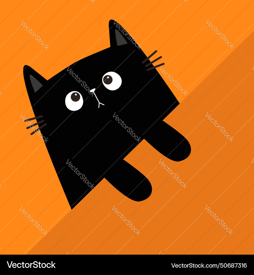 Cat holding paper corner black kitten head face Vector Image