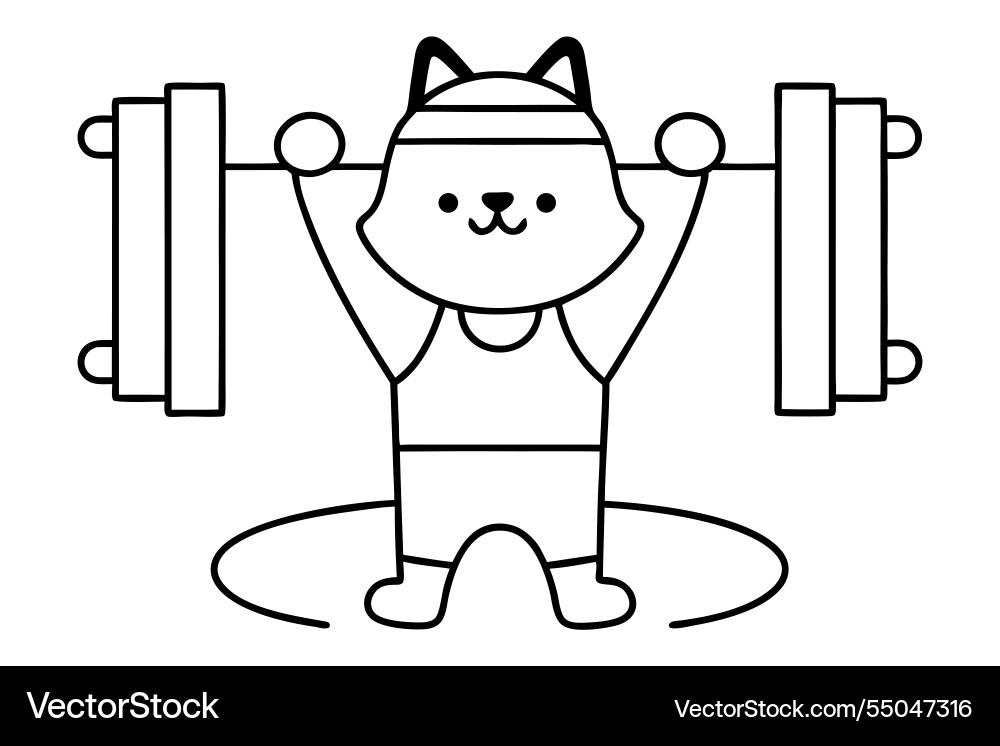 Create gym cat line art Royalty Free Vector Image