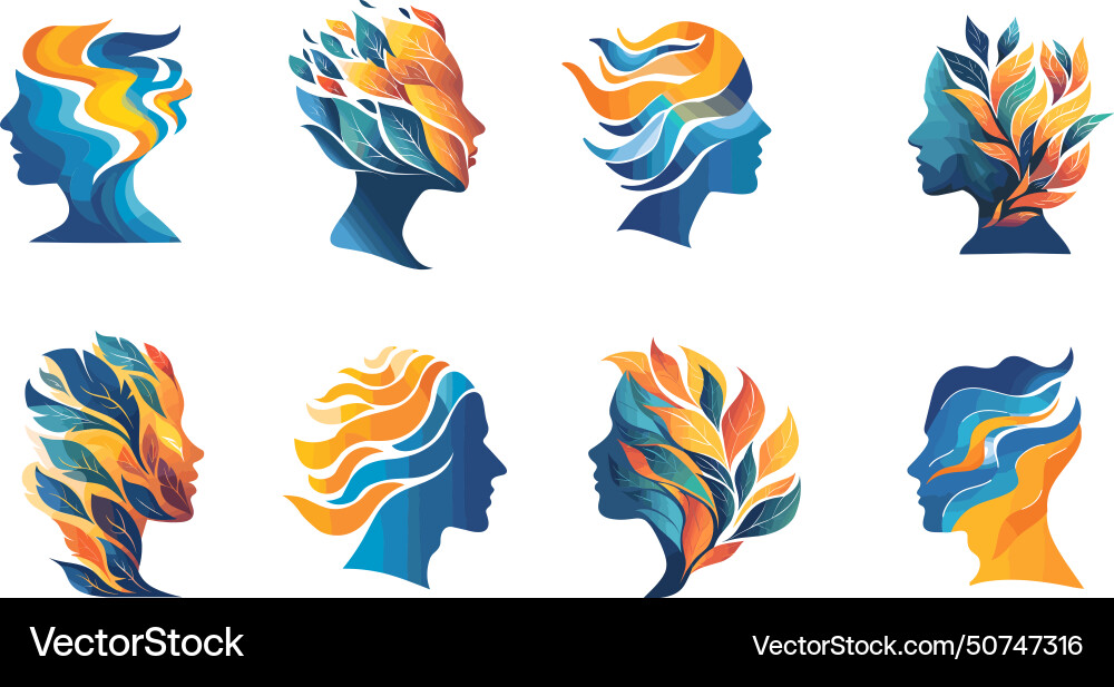 Creative mind logo set man woman dynamic Vector Image