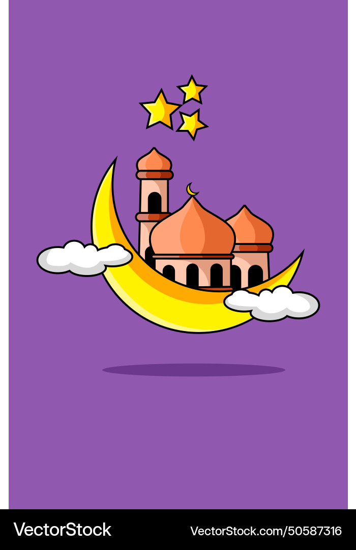 Design mosque and moon star cartoon Royalty Free Vector