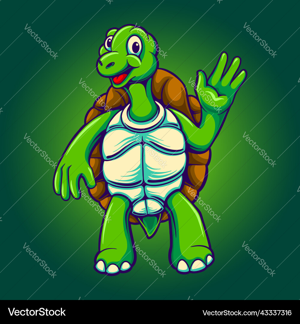 Funny sea turtle cartoon mascot Royalty Free Vector Image