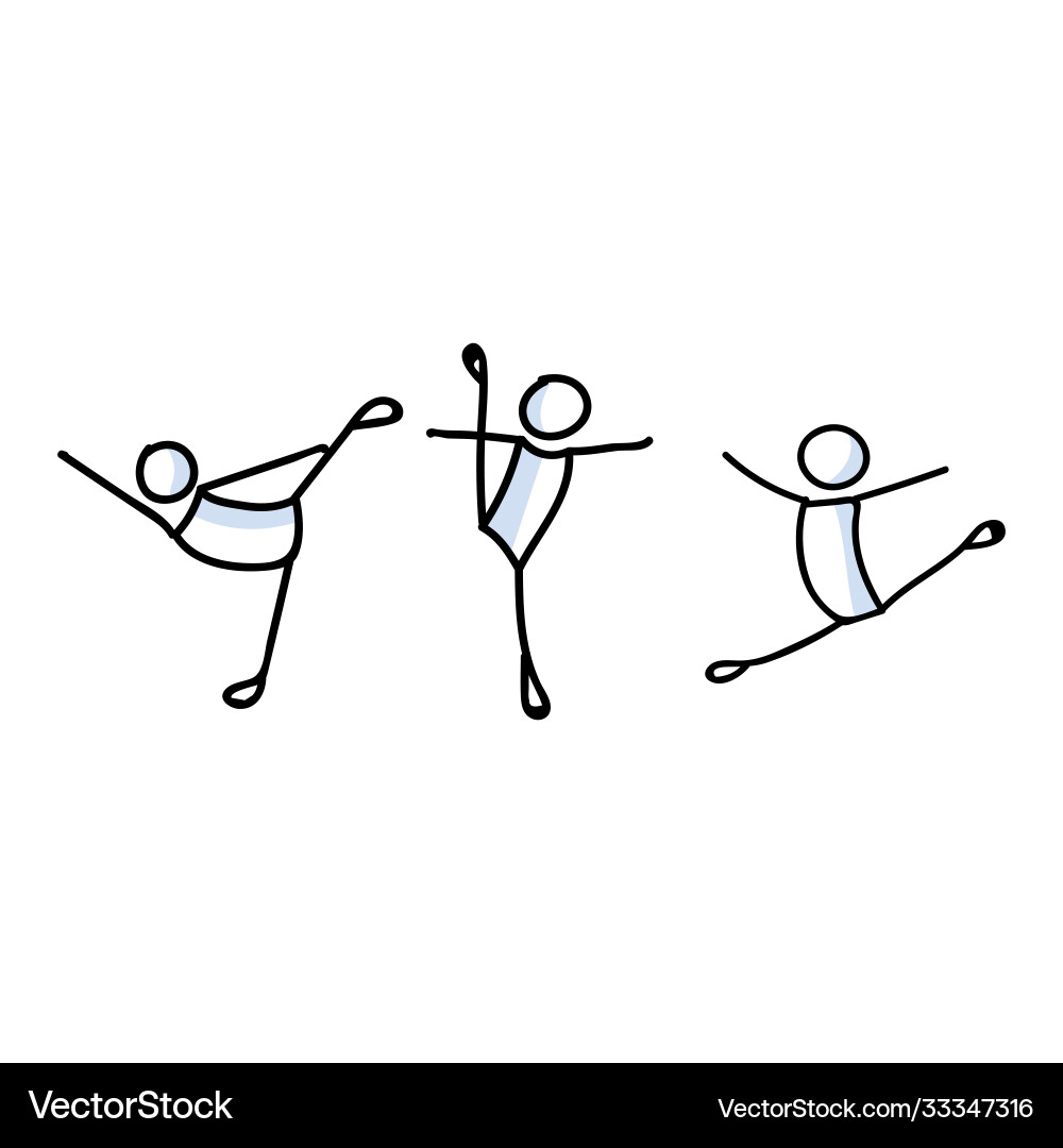 Hand drawn stickman ballet dancer set concept Vector Image