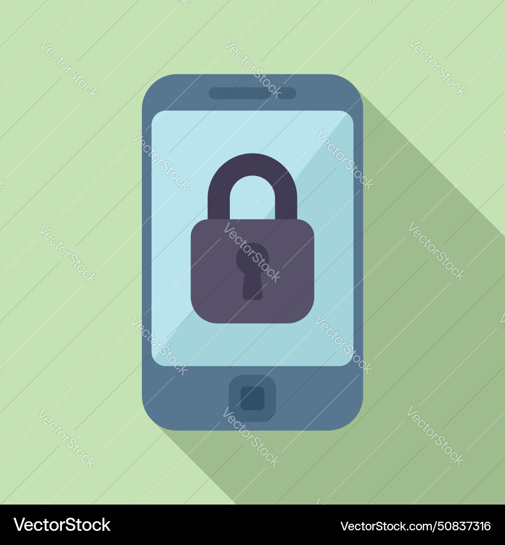 Lock secured phone icon flat id process Royalty Free Vector