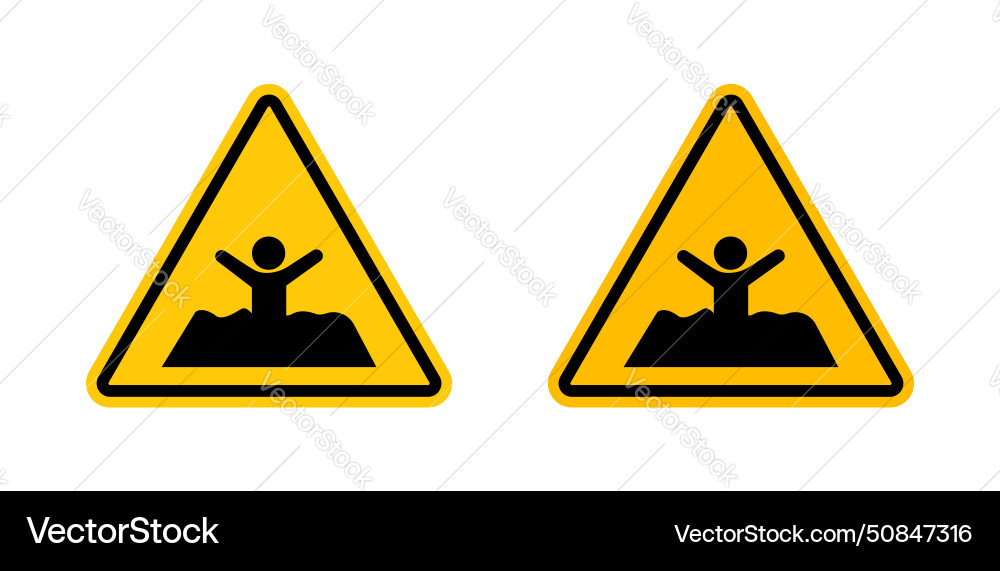 Mud warning sign icon set danger caution Vector Image