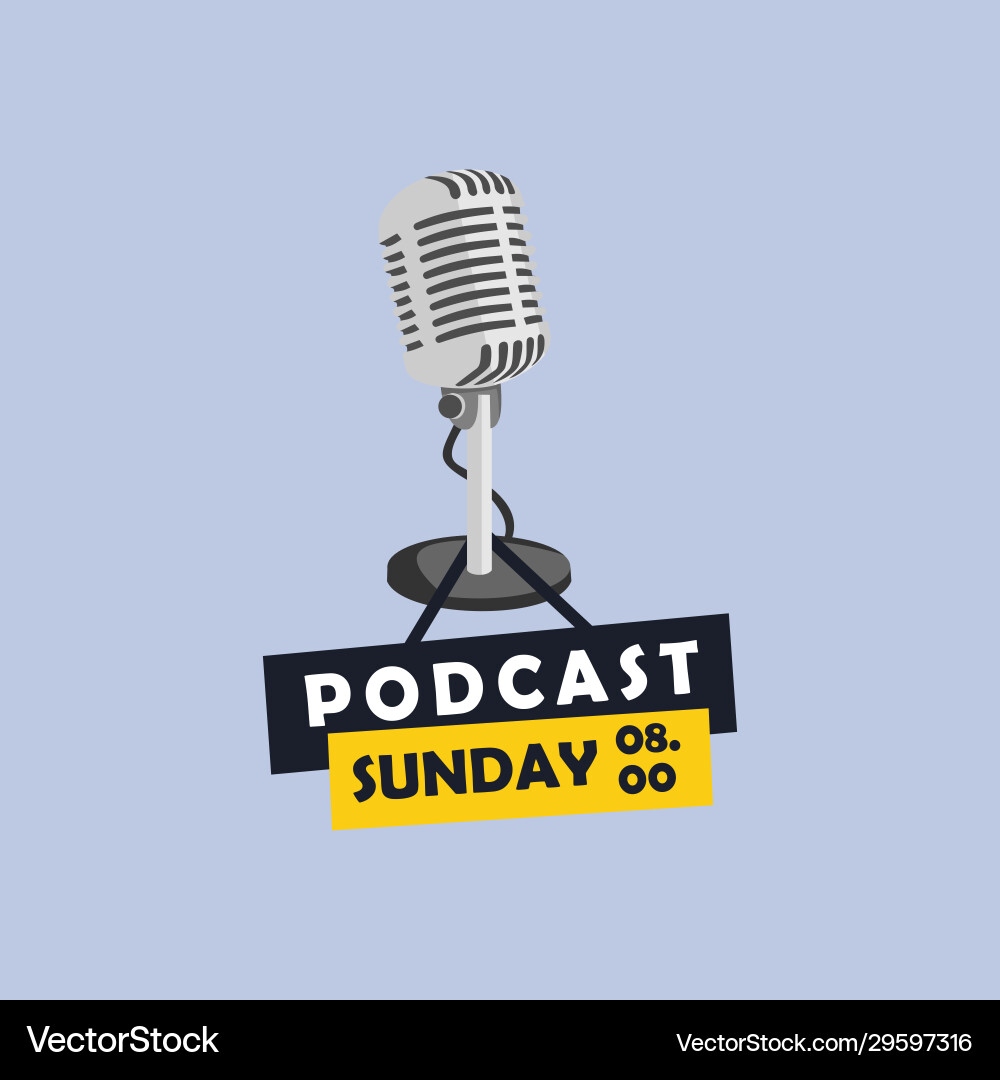 Podcast Microphone Tag Logo Royalty Free Vector Image