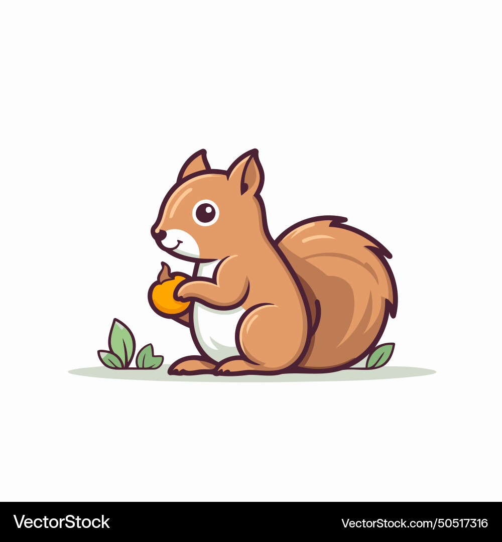 Squirrel with nut in hand cute cartoon Royalty Free Vector