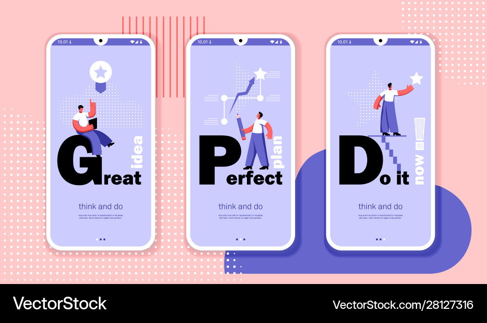 Think and do concepts set Royalty Free Vector Image