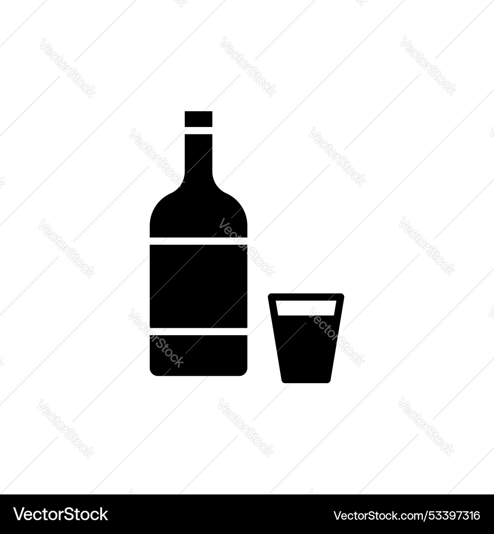 Vodka line icon isolated on white background Vector Image