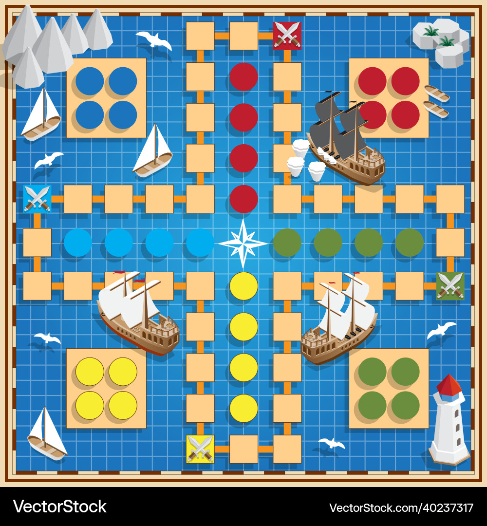 A board game on the marine theme Royalty Free Vector Image