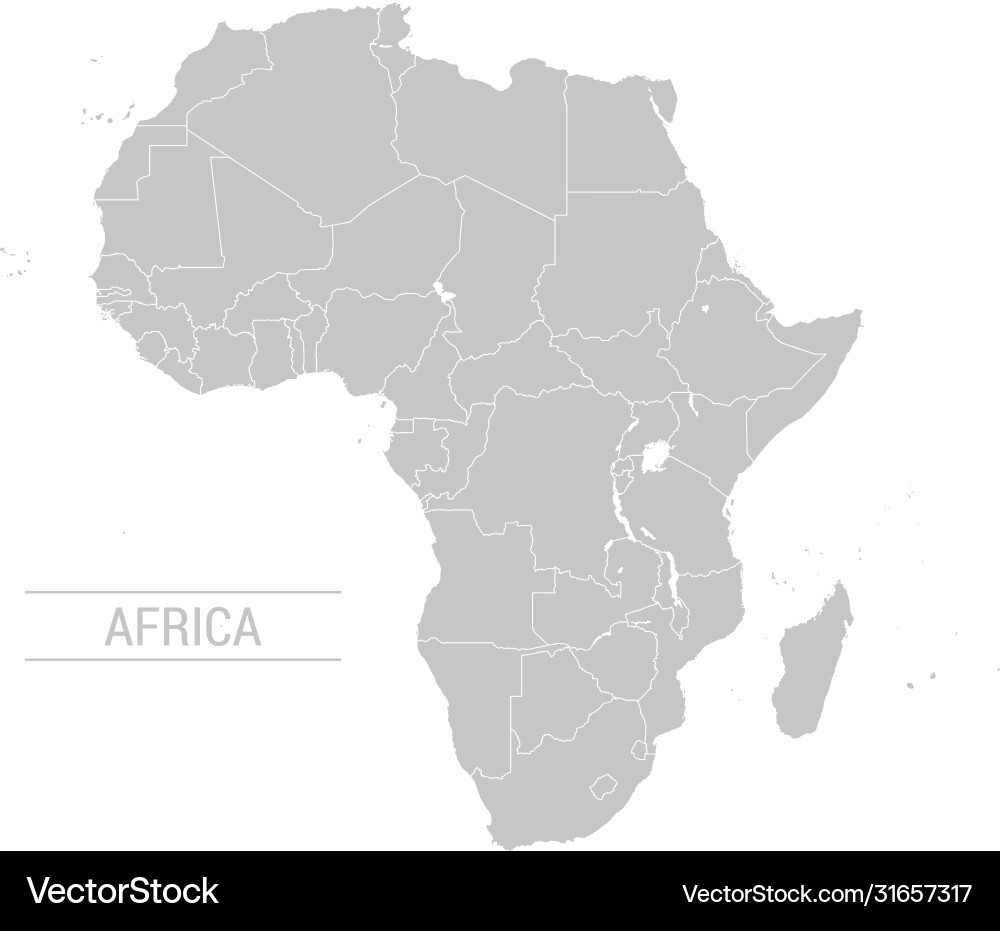 Africa Grey Map - Continent Outline Royalty Free Vector