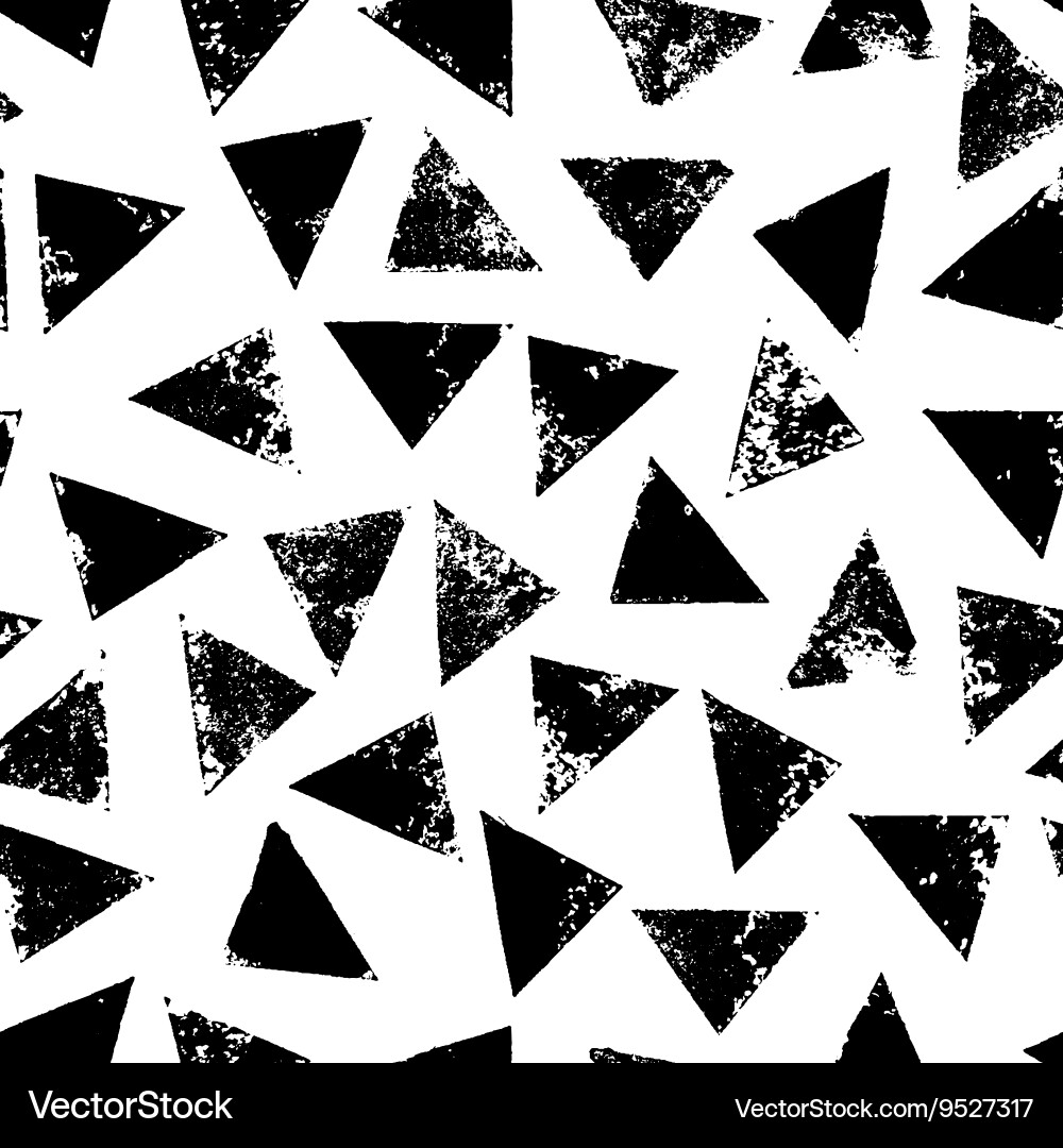 Black & White Grunge Triangle Pattern Vector Image