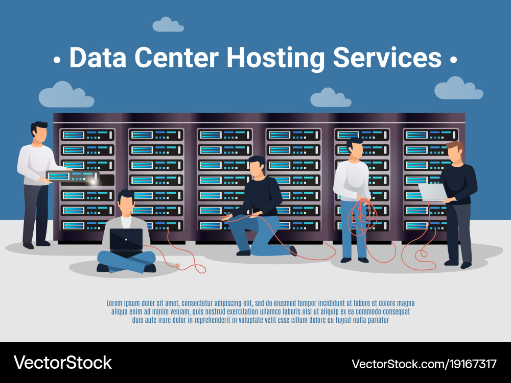 Datacenter hosting Royalty Free Vector Image - VectorStock