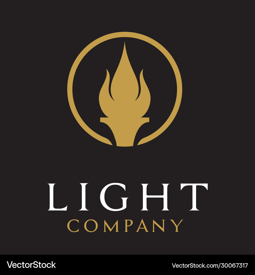 Elegant luxury torch golden torchlight flame logo Vector Image