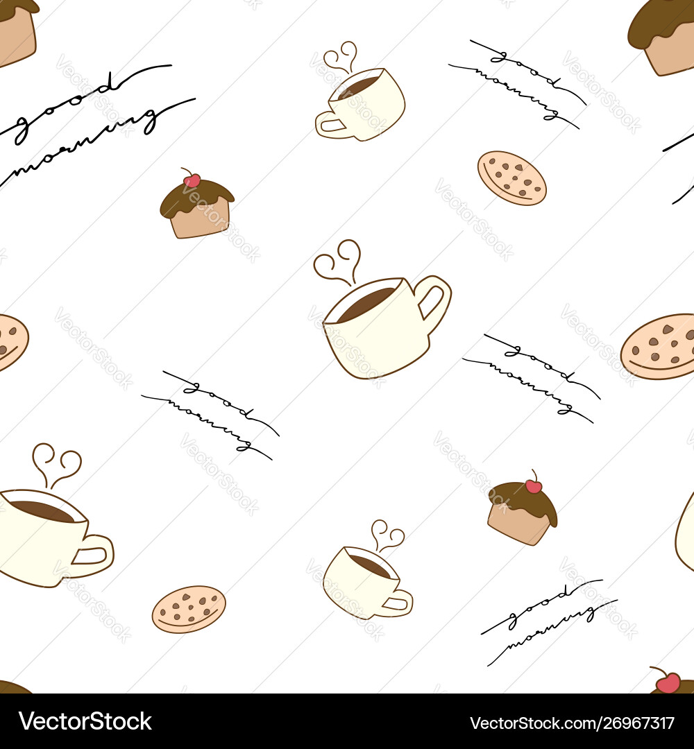 Good morning hand written calligraphy brown earth Vector Image