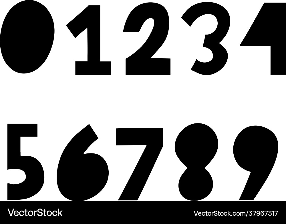 Hand drawn numbers font abstract doodle Royalty Free Vector