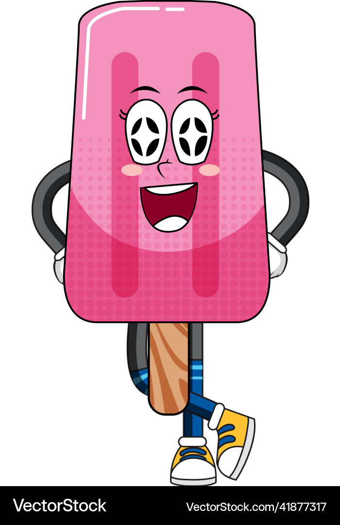 Ice cream cartoon character on white background Vector Image