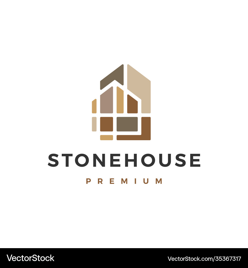 Stone house home logo icon Royalty Free Vector Image