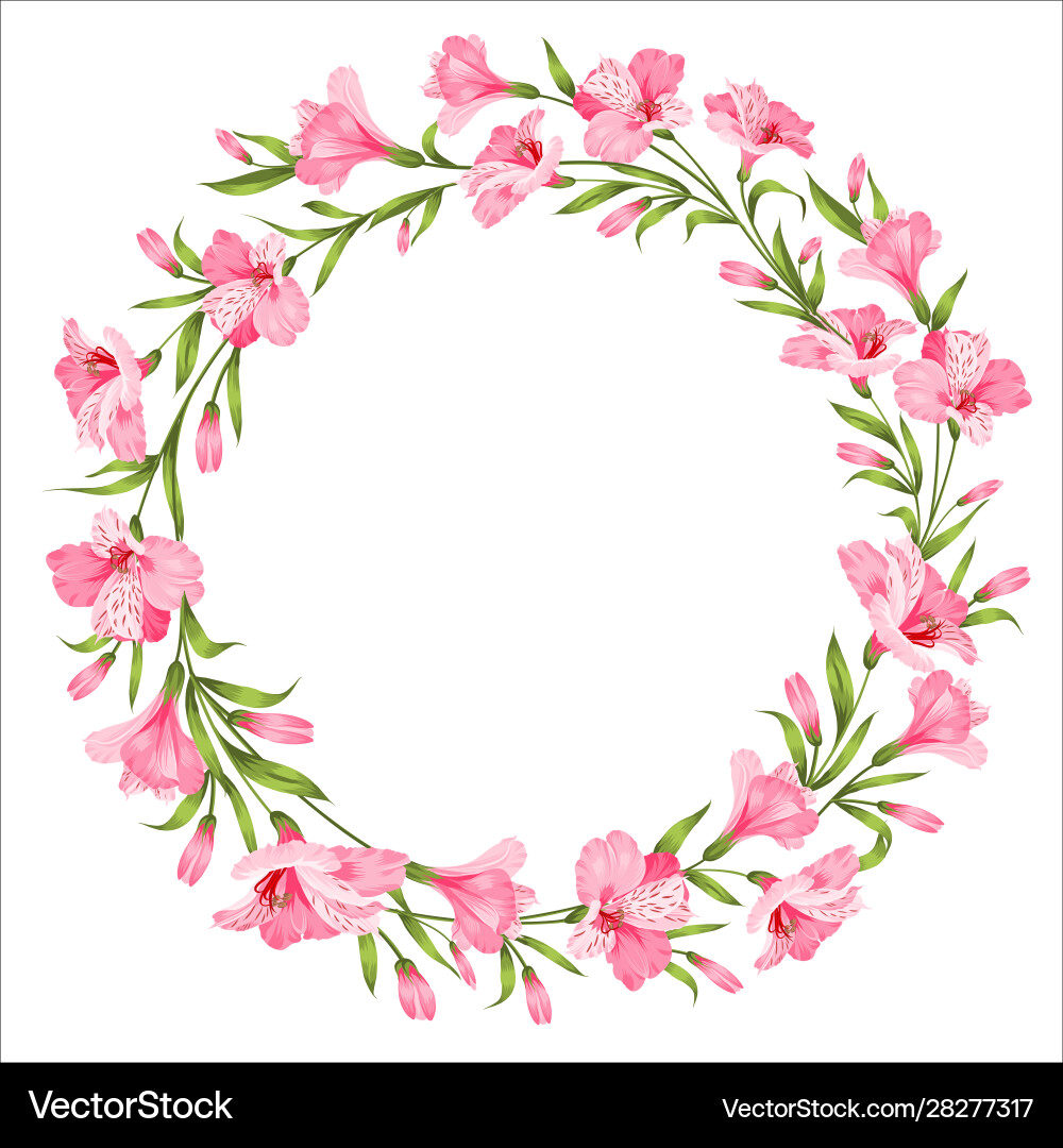 Tropical flower wreth isolated over white Vector Image
